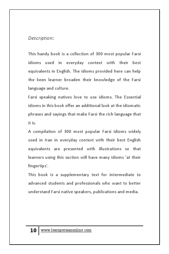 300 Farsi Idioms with Their English Equivalents: For Intermediate to ...